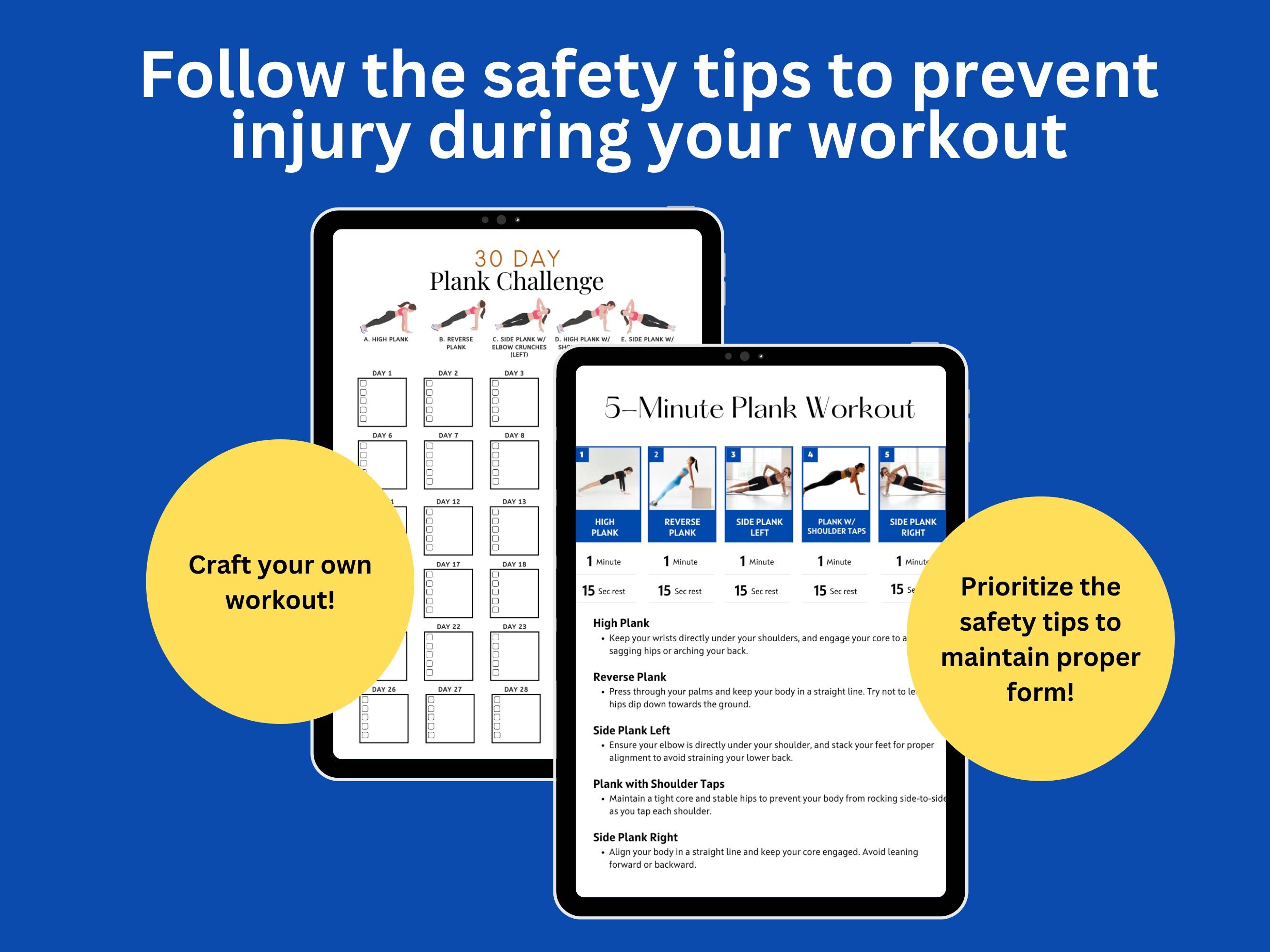 30 Day Plank Challenge, Plank Guide, Fitness Guide Home Workout ...