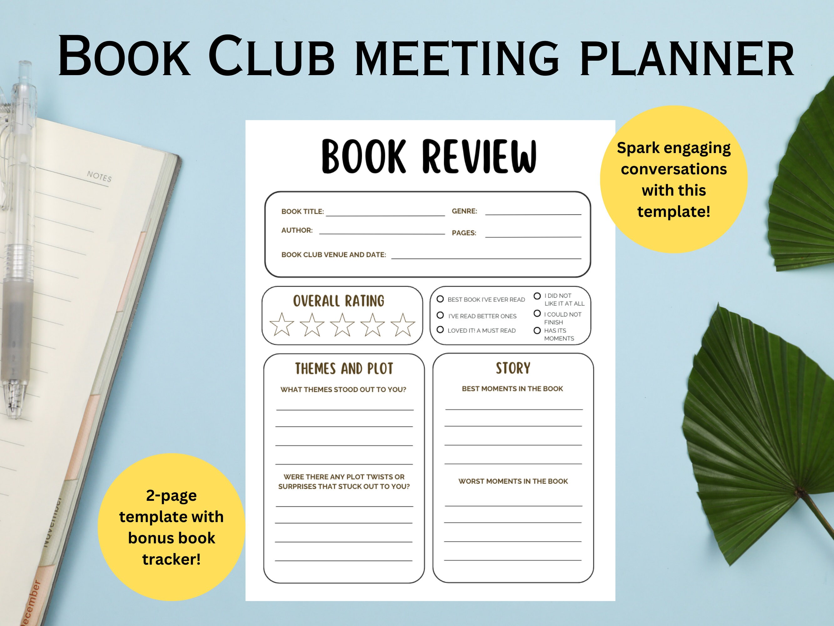 Book Club Meeting Planner Questions for Book Club, Book Club Meeting ...