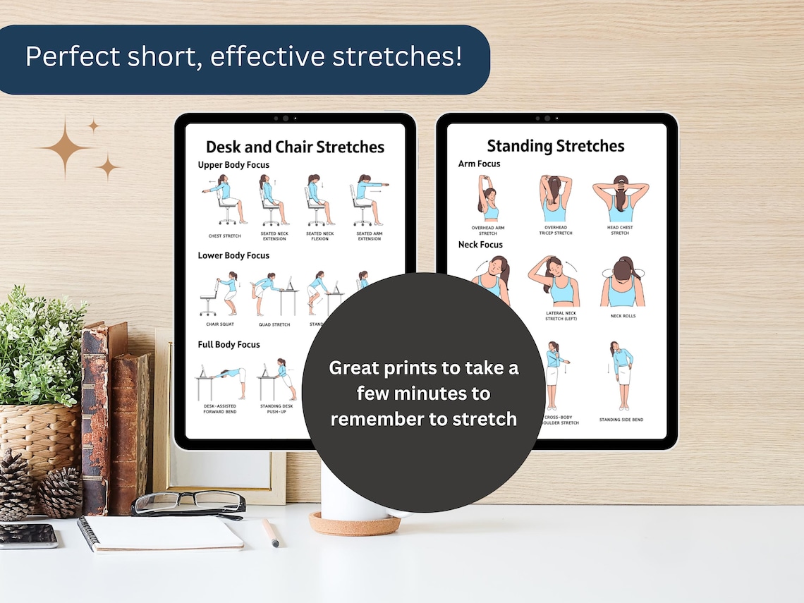 Exercise Plan Chair Office Workers Printable, Desk Stretch, Desk Yoga ...