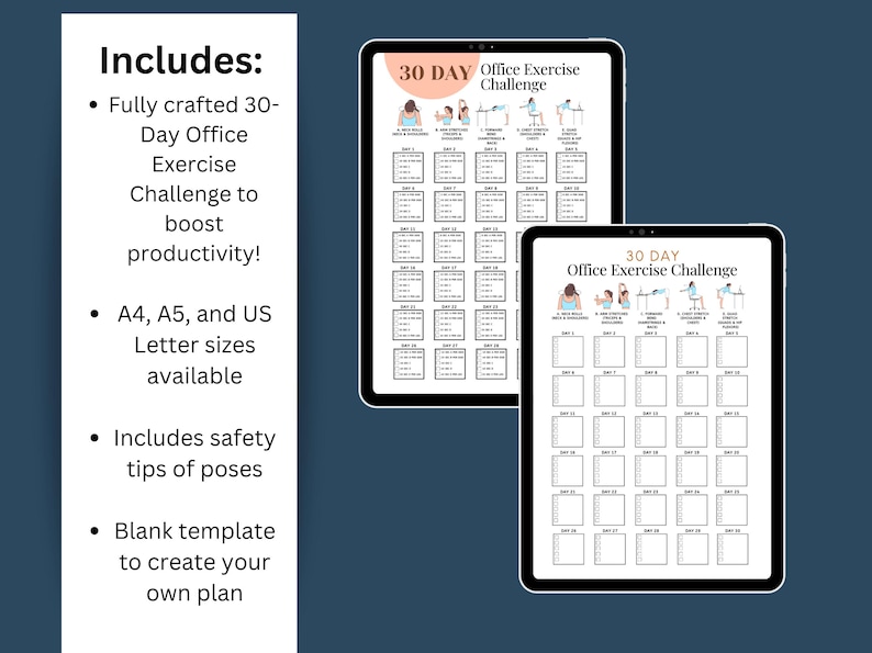 30 Day Office Exercise Challenge, Desk Office Stretch, Desk Yoga ...