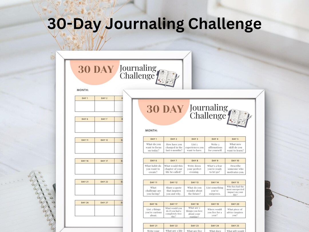30 Day Journaling Challenge | Month Journal Challenge | 30 Day Prompts ...