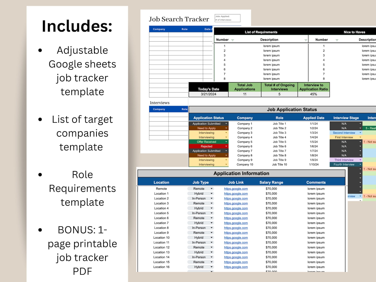 Job Application Tracker Spreadsheet, Google Sheets Job Tracker, Job ...