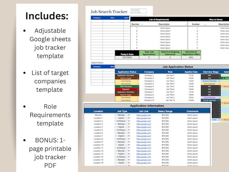 Job Application Tracker Spreadsheet, Google Sheets Job Tracker, Job ...