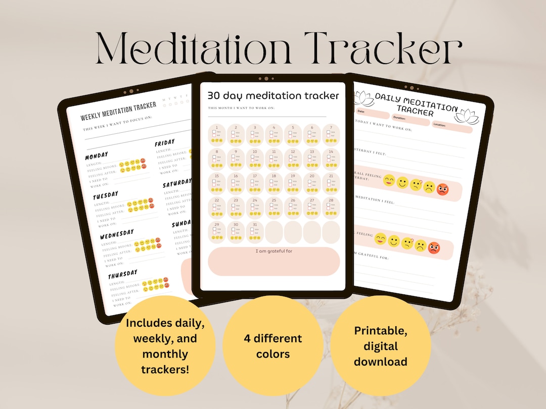Meditation Tracker Printable, Weekly Tracker, Meditation Journal ...