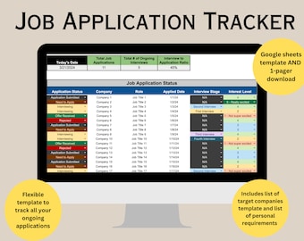 Job Application Tracker Spreadsheet, Google Sheets Job Tracker, Job ...