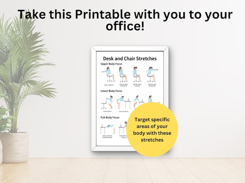 Exercise Plan Chair Office Workers Printable, Desk Stretch, Desk Yoga ...
