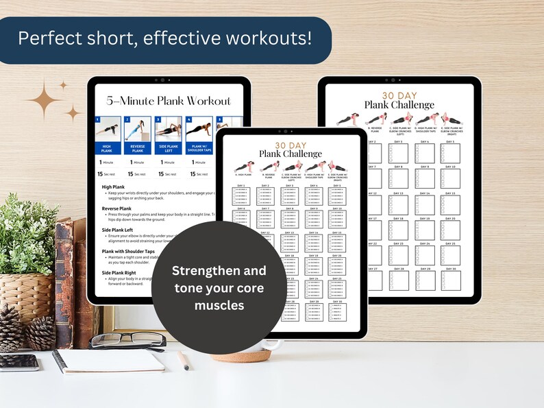 30 Day Plank Challenge, Plank Guide, Fitness Guide Home Workout ...