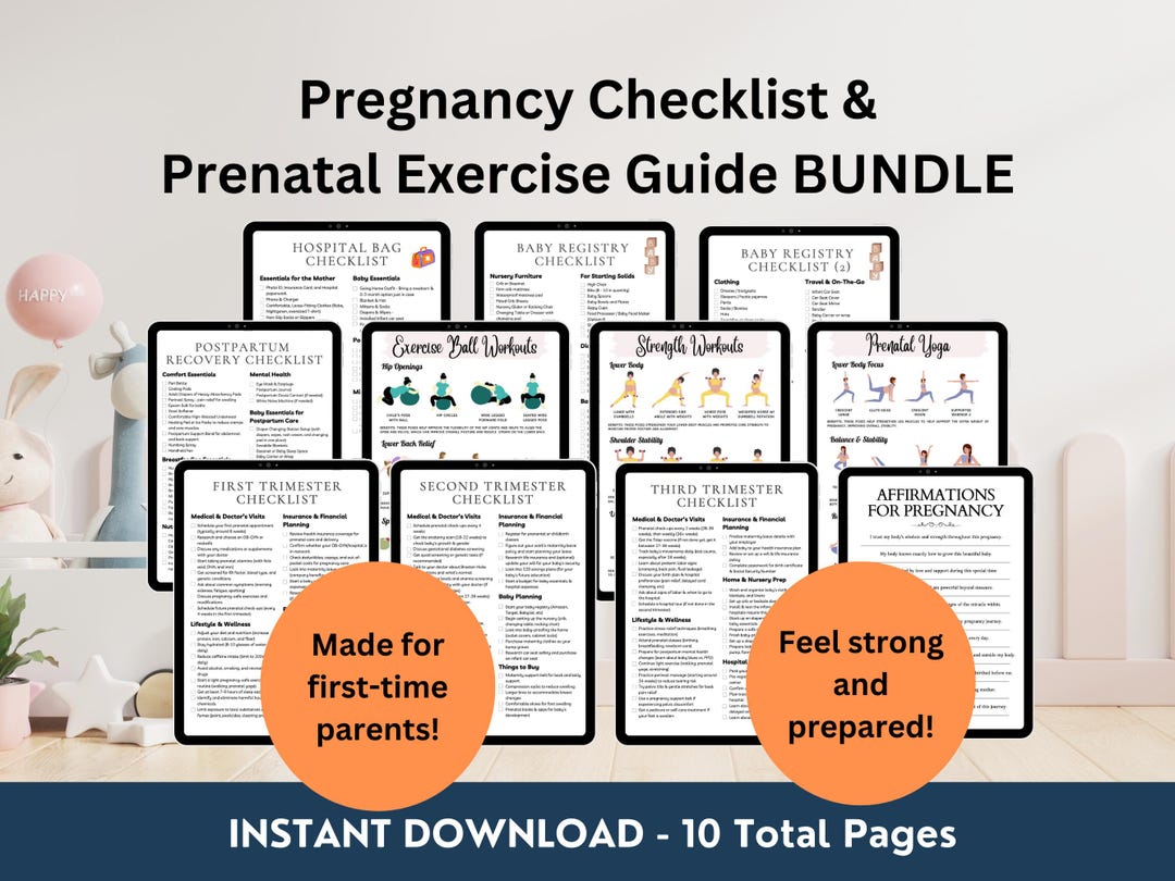 Pregnancy Checklist Bundle, Prenatal Planner, Pregnancy To-do List ...