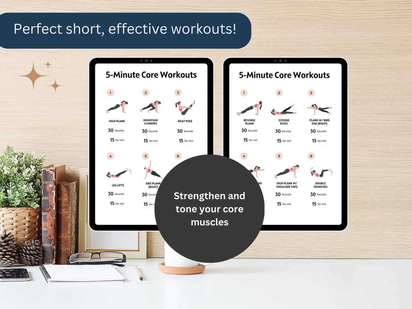 Core & Abs Exercise Challenge, Abs and Core Exercises Printable PDF ...