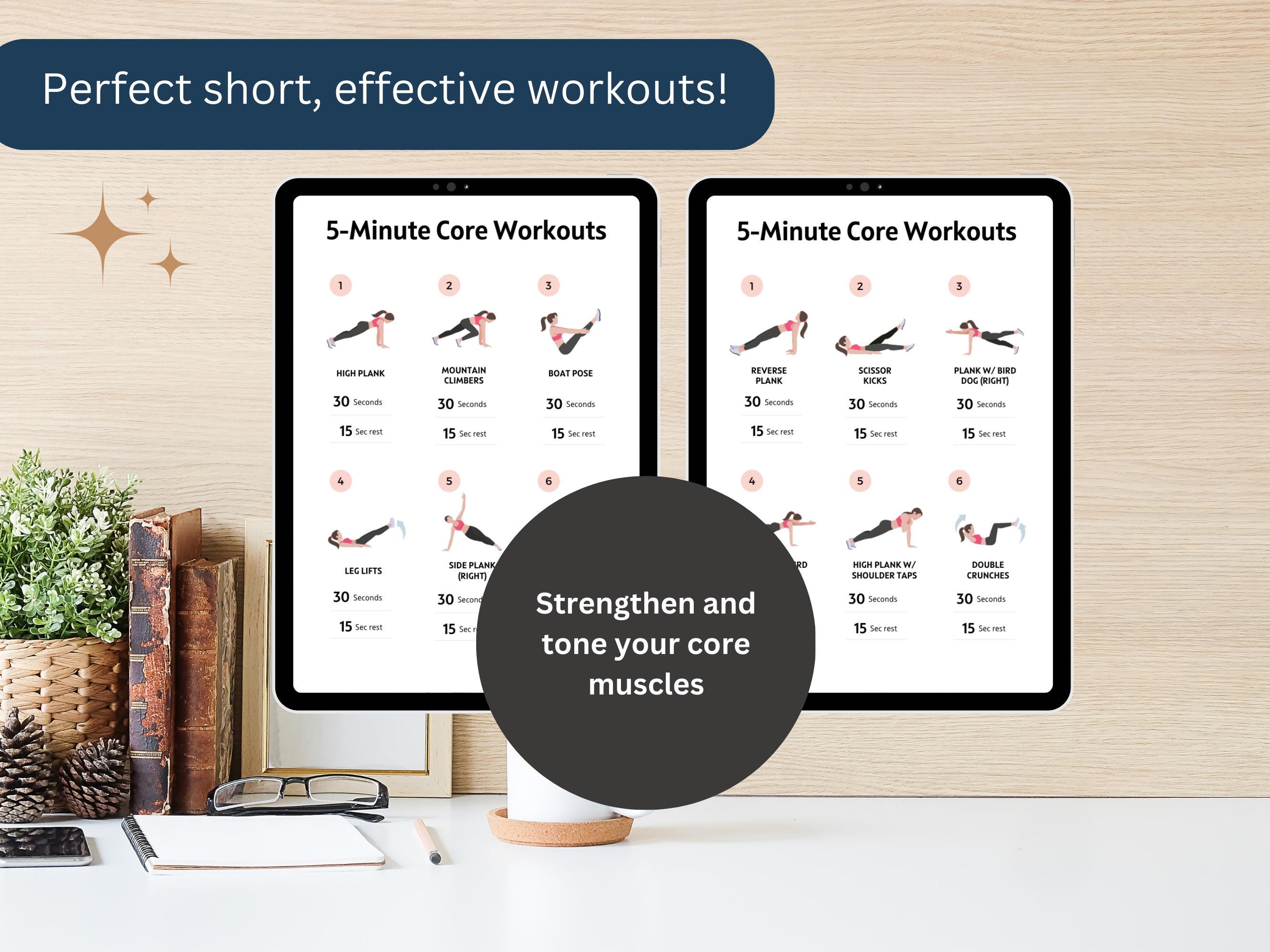 Core & Abs Exercise Challenge, Abs and Core Exercises Printable PDF ...