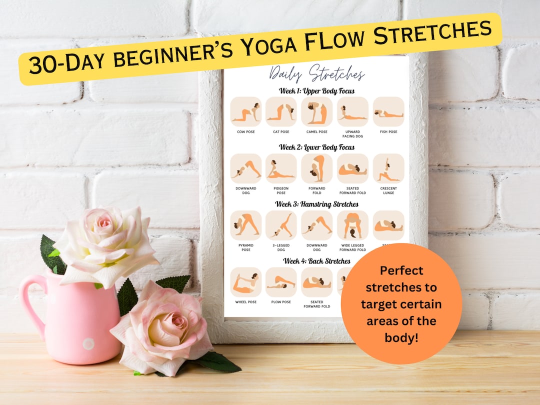 30 Day Slow Flow Yoga Stretches Printable 30 Day Stretching Challenge ...