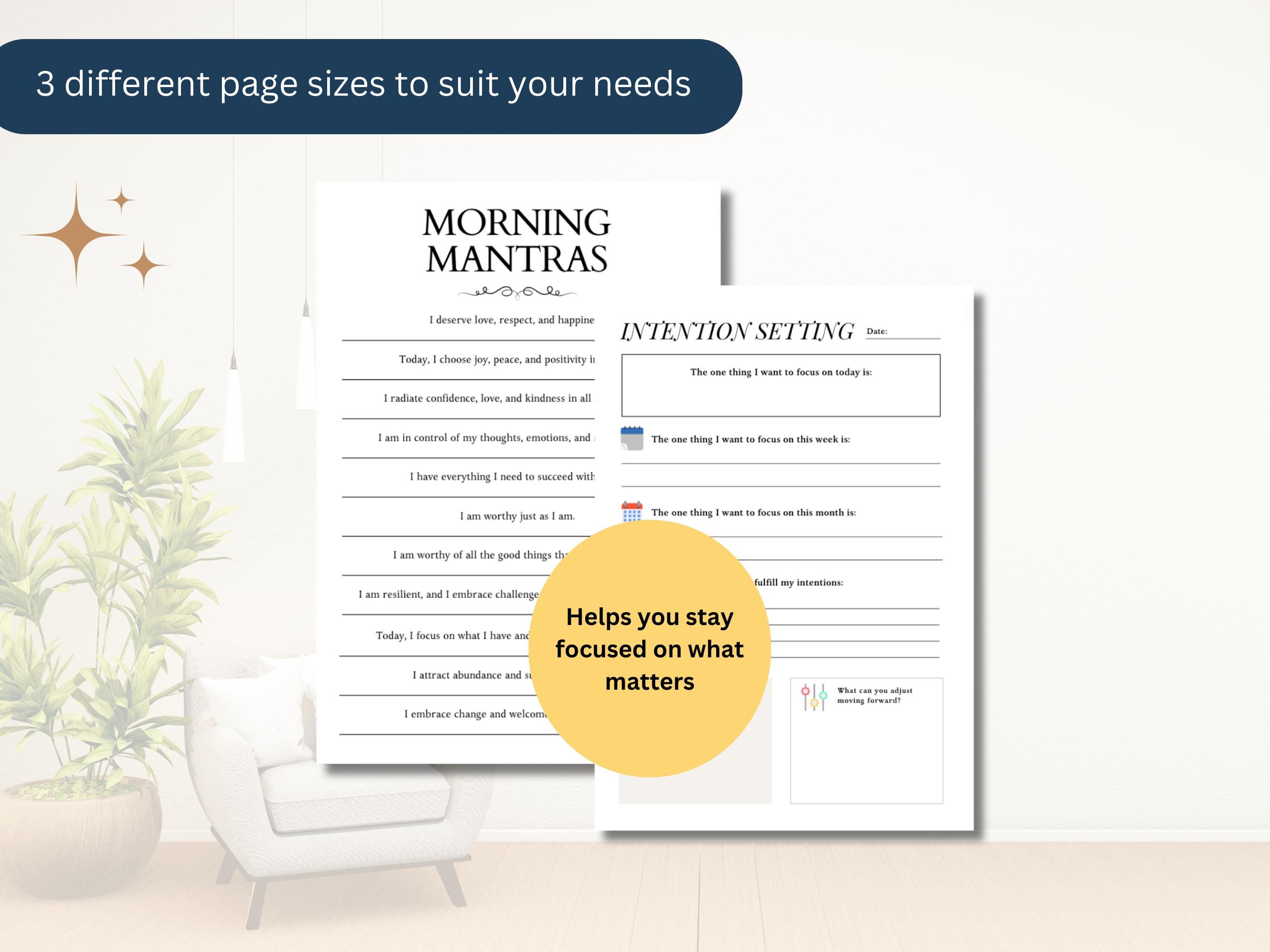 Intention Daily Worksheet | Setting Intentions Printable | Self ...