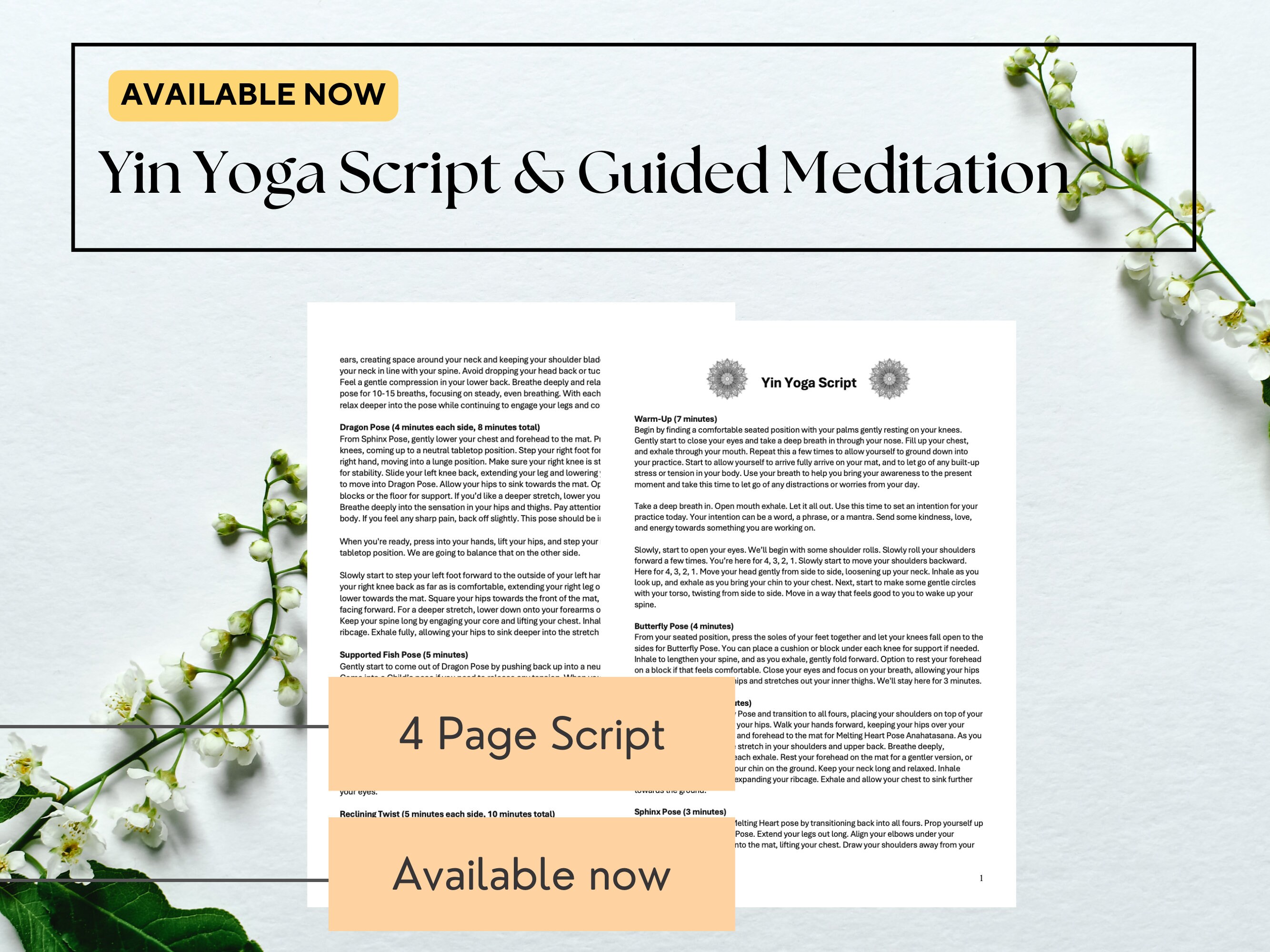 60 Min Yin Yoga Script for Yoga Classes, Guided Meditation Yoga, 1 Hour ...