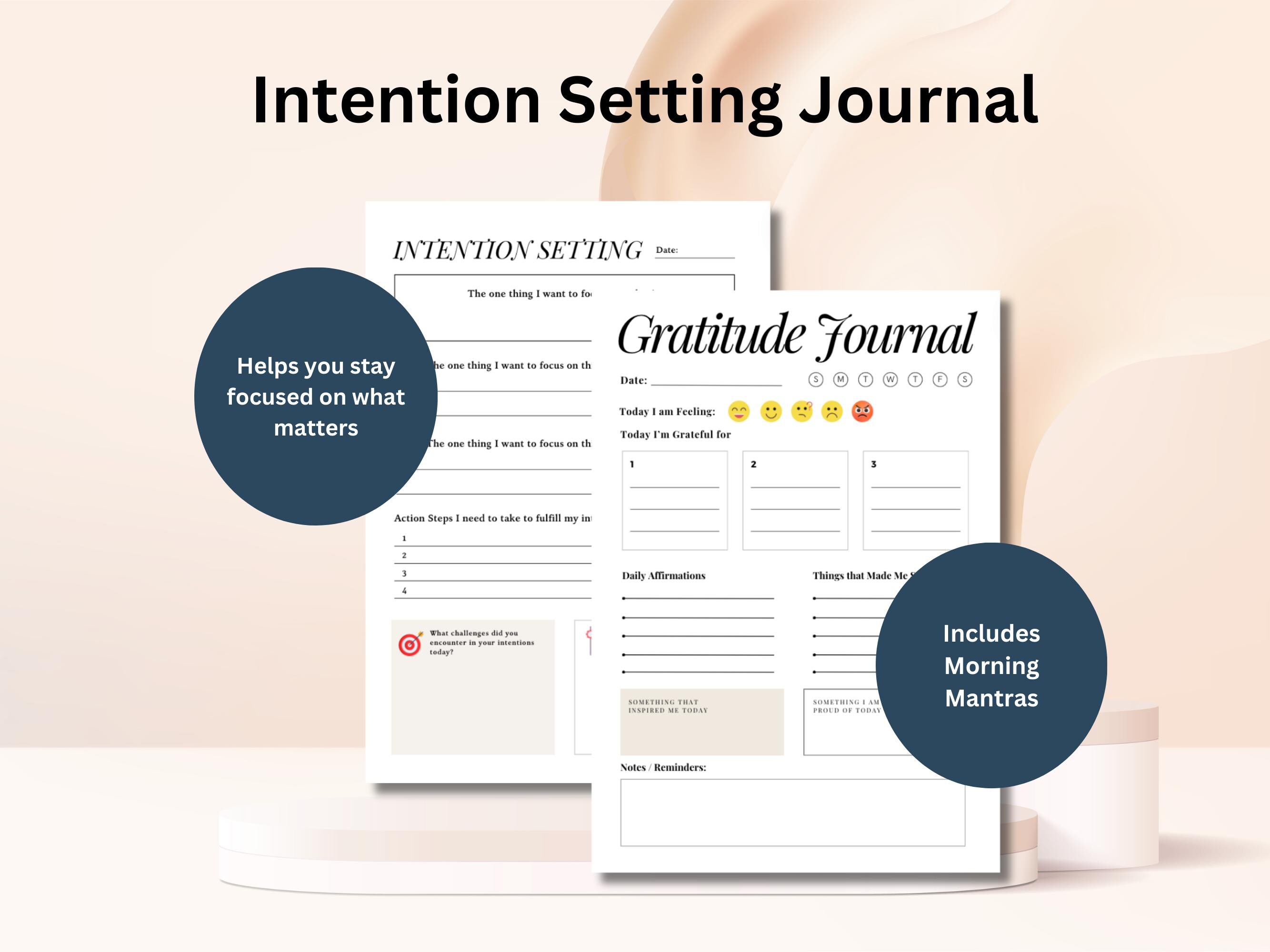 Intention Daily Worksheet Setting Intentions Printable Self