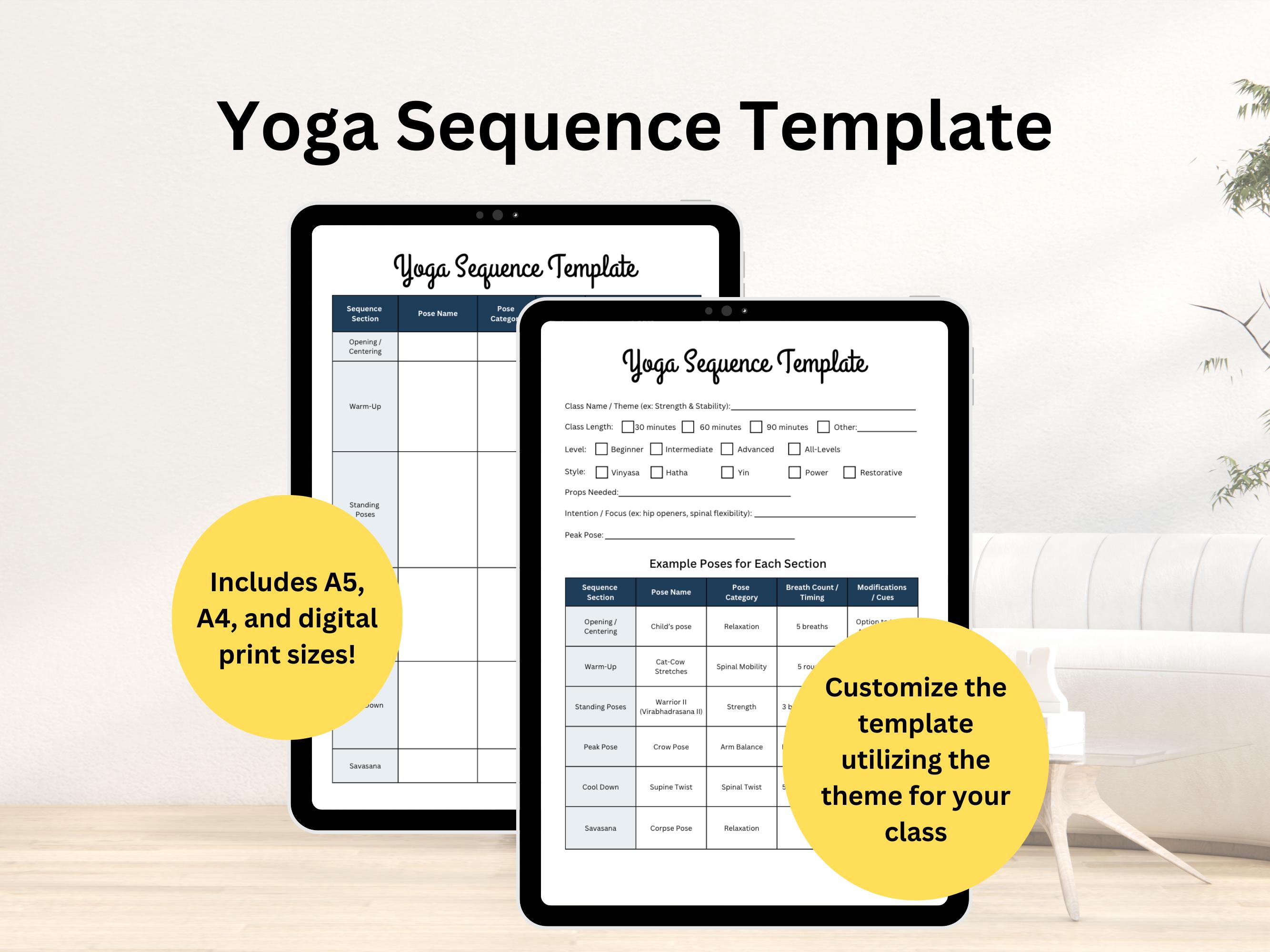 Yoga Sequence Template | Yoga Sequences for Yoga Instructor | Yoga Flow ...