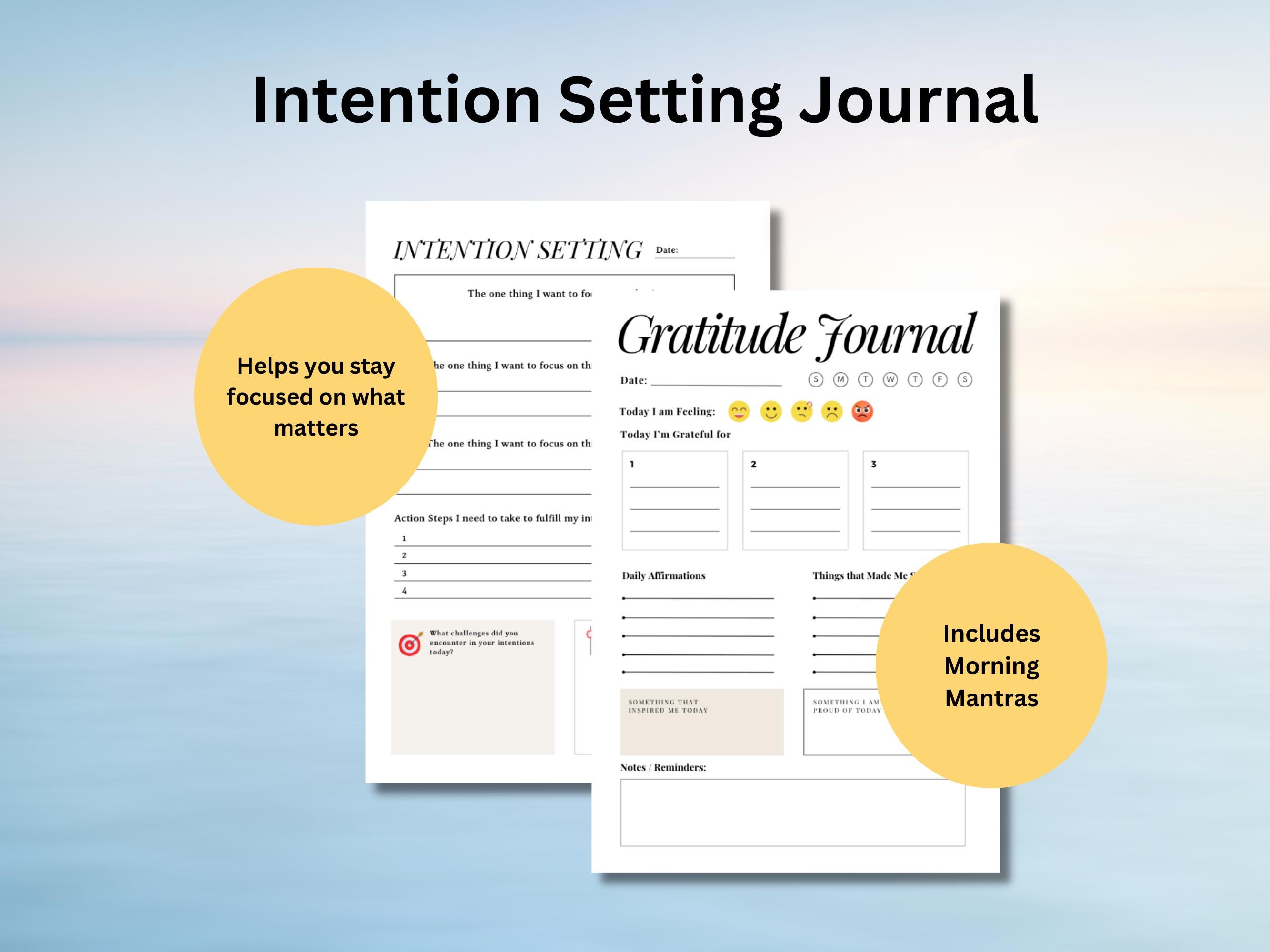 Intention Daily Worksheet | Setting Intentions Printable | Self ...