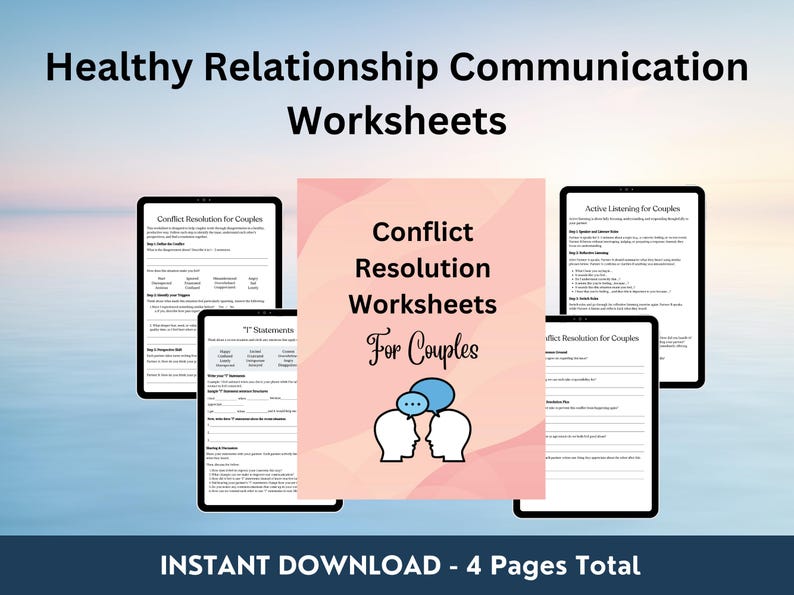 Couples Communication Worksheets, Conflict Resolution, Healthy ...