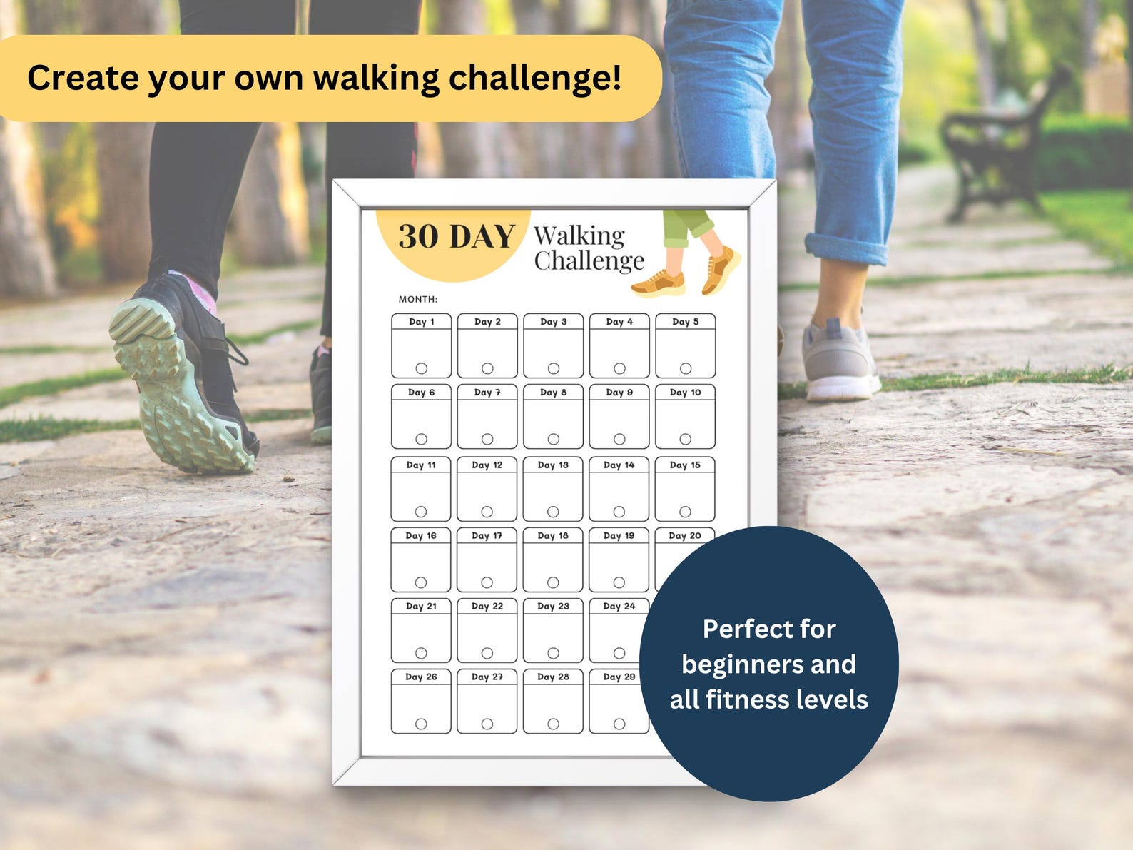 30 Day Walking Challenge | Walking Workout Printable | Daily Walking ...