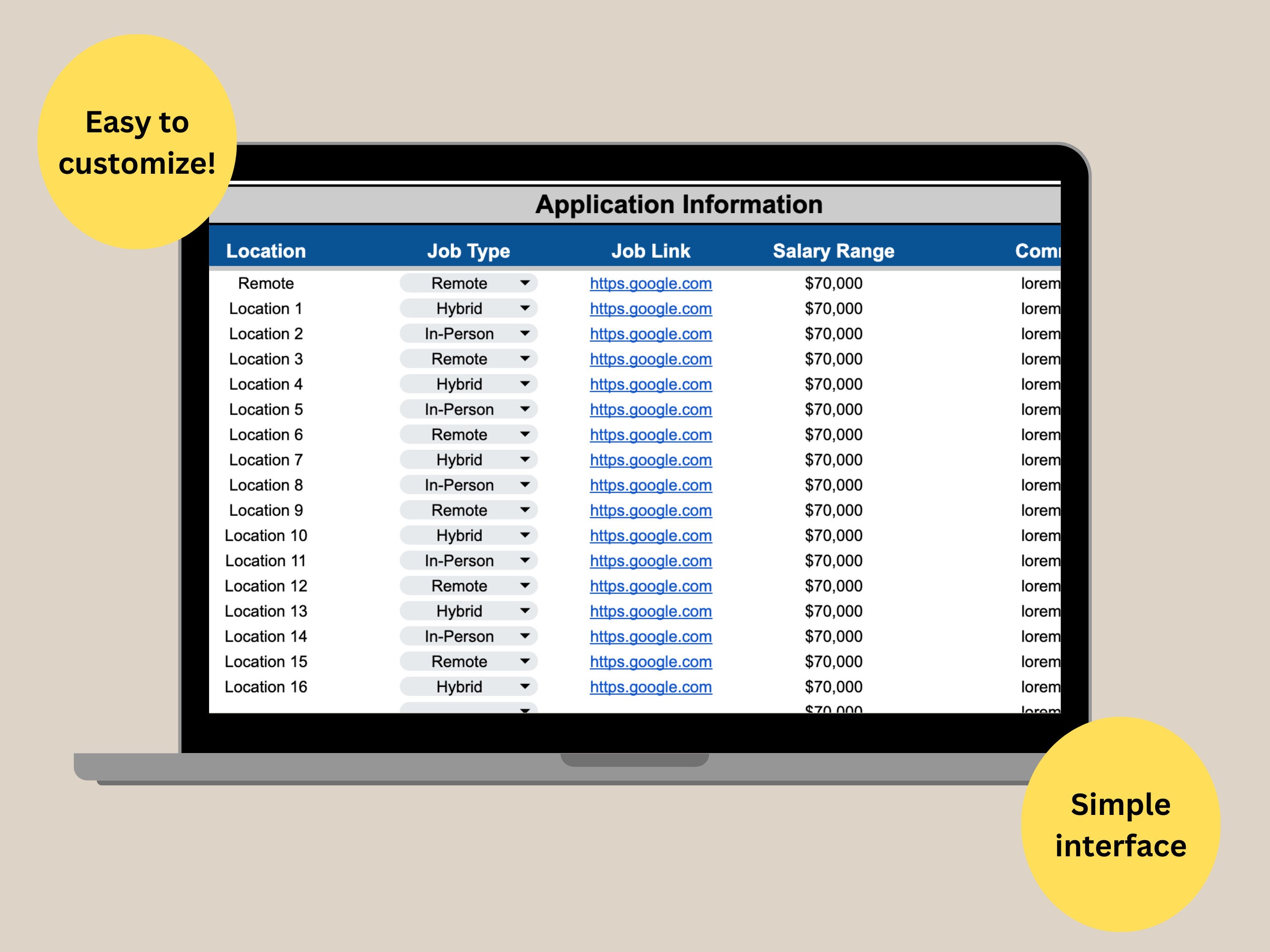 Job Application Tracker Spreadsheet, Google Sheets Job Tracker, Job ...