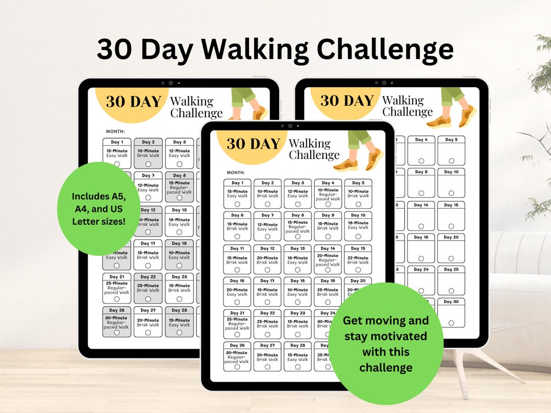30 Day Walking Challenge | Walking Workout Printable | Daily Walking ...