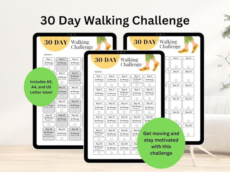 30 Day Walking Challenge | Walking Workout Printable | Daily Walking ...