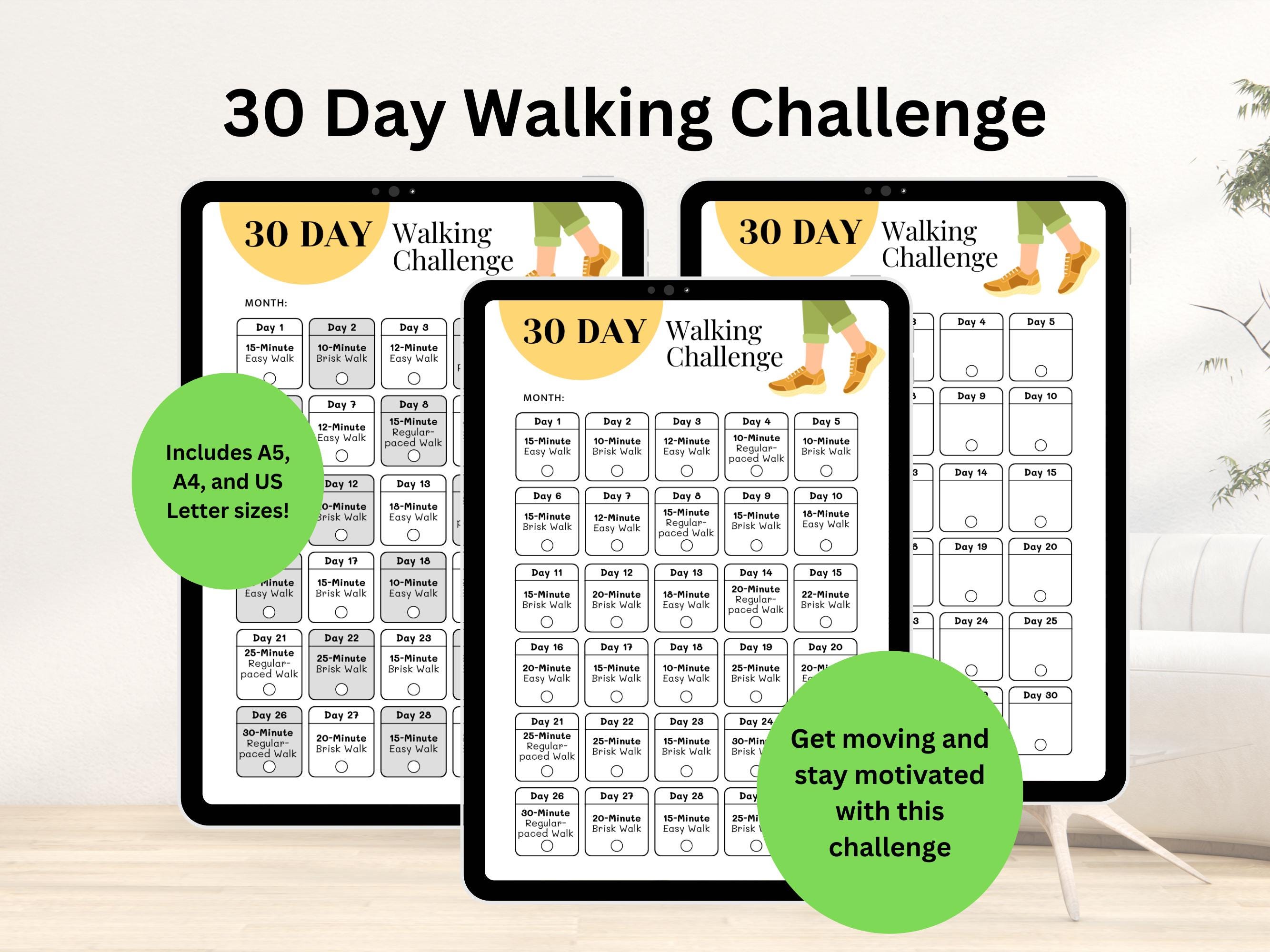 30 Day Walking Challenge | Walking Workout Printable | Daily Walking ...