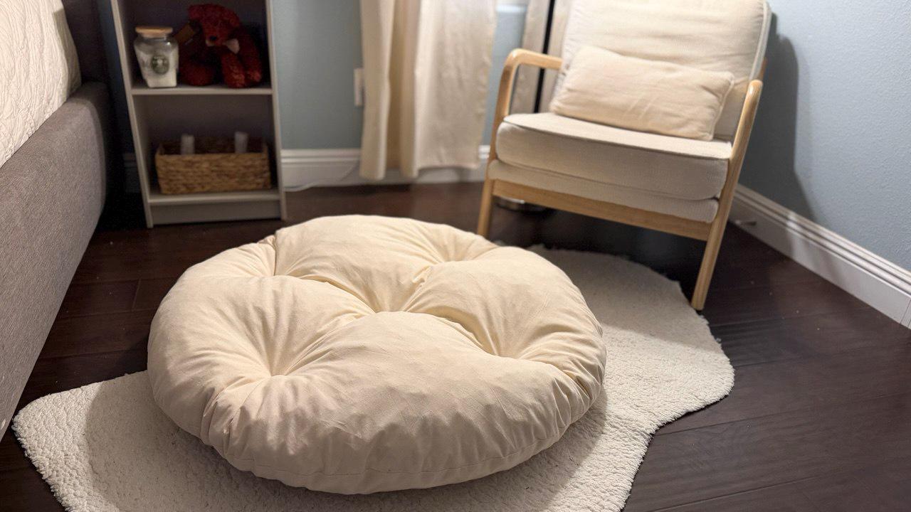 Organic Dog Bed Insert – Natural Muslin Round Cushion Filled With ...