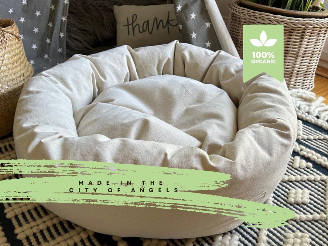 Organic Cotton Dog Bed With Raw Cotton Fill, Natural Donut Dog Bed ...