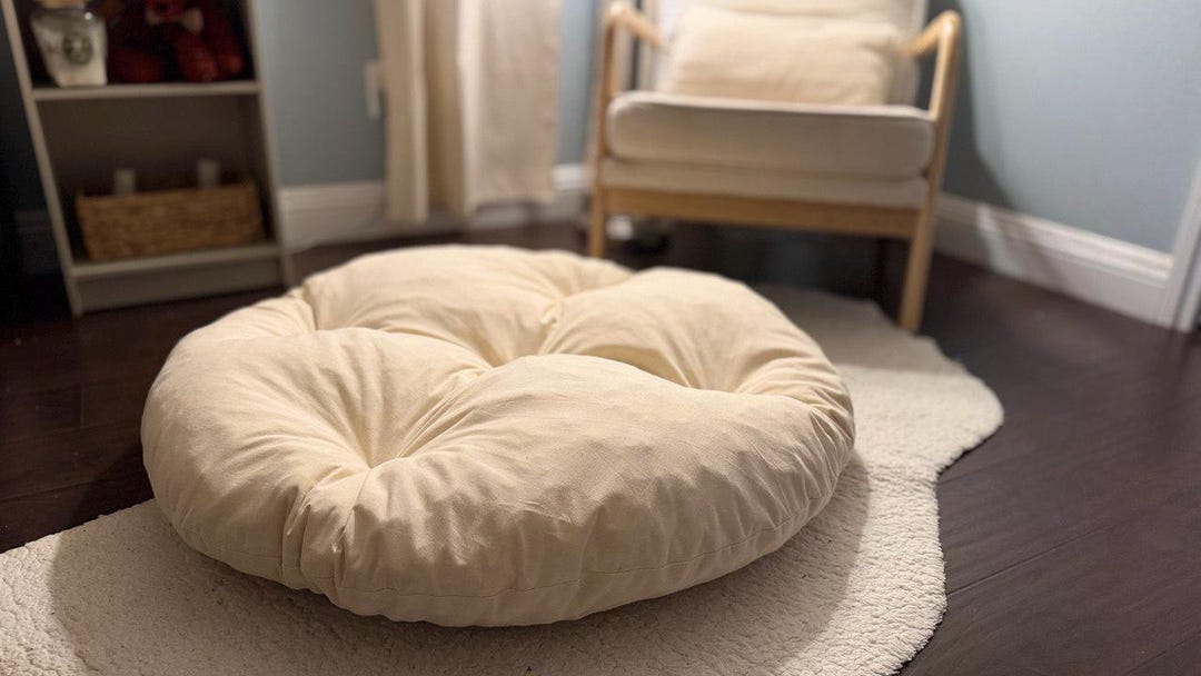 Organic Dog Bed Insert – Natural Muslin Round Cushion Filled With ...