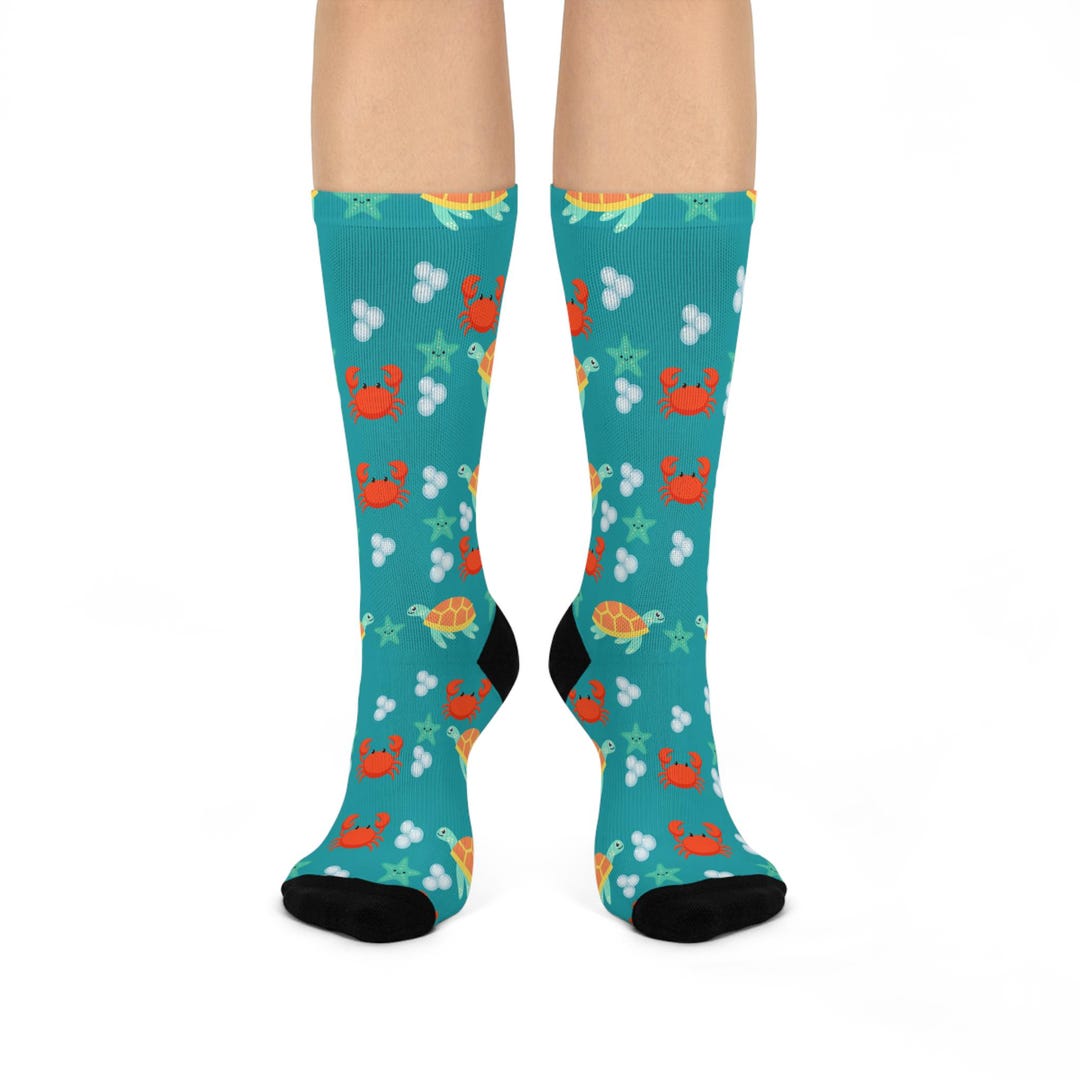Cute Sea Critter Cuddle Socks: Turtles, Crabs and Starfish Crew Socks ...