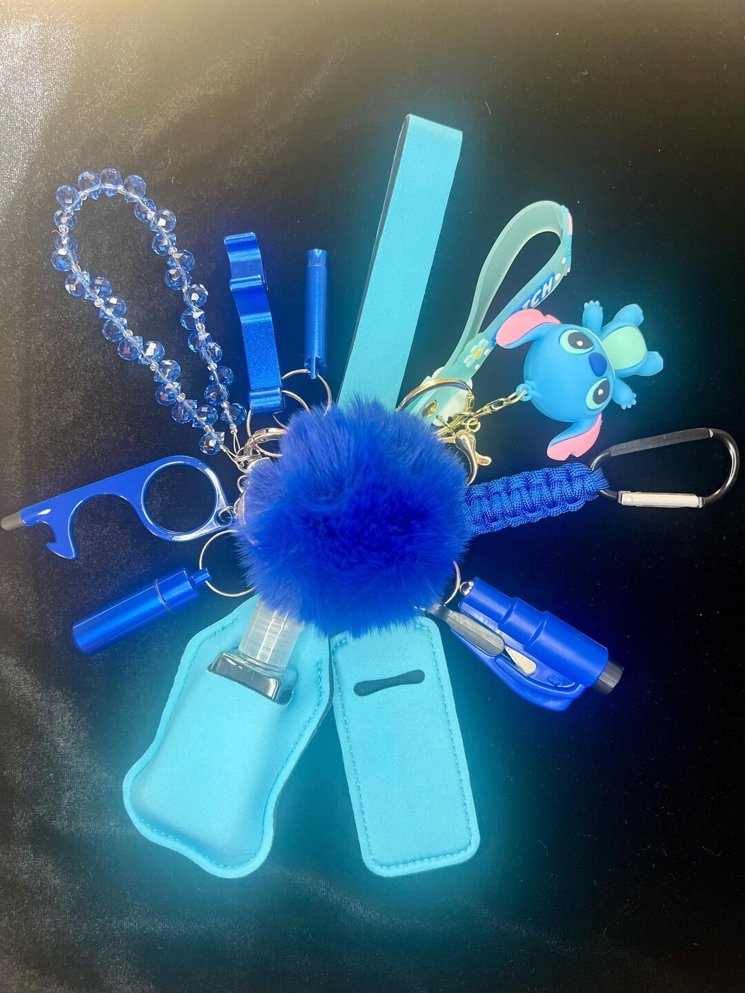 Blue Lilo & Stitch Safety Keychain Set for Women Wristlet Keychain Gift ...