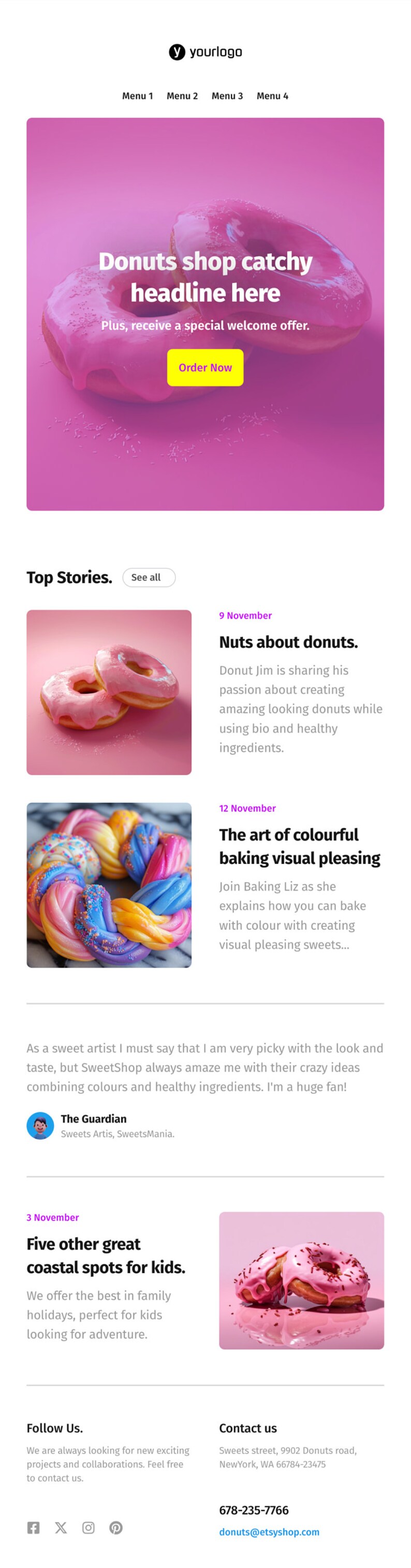 CUSTOM Modern HTML Email Newsletter Template Suited for Candy & Sweets ...
