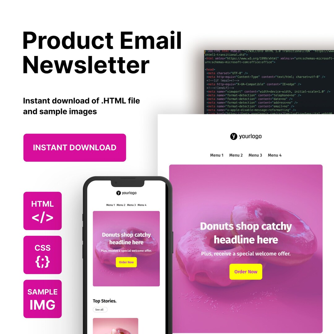 Modern HTML Email Newsletter Template Suited for Candy & Sweets Shops ...