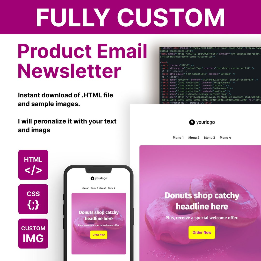 FULLY CUSTOM Modern HTML Email Newsletter Template Suited for Candy ...