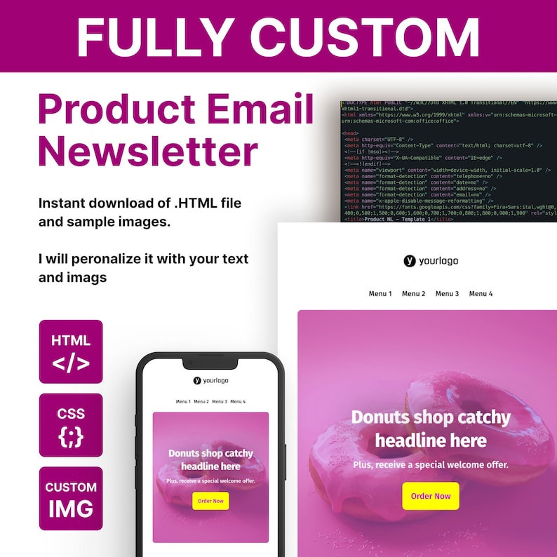 FULLY CUSTOM Modern HTML Email Newsletter Template Suited for Candy ...