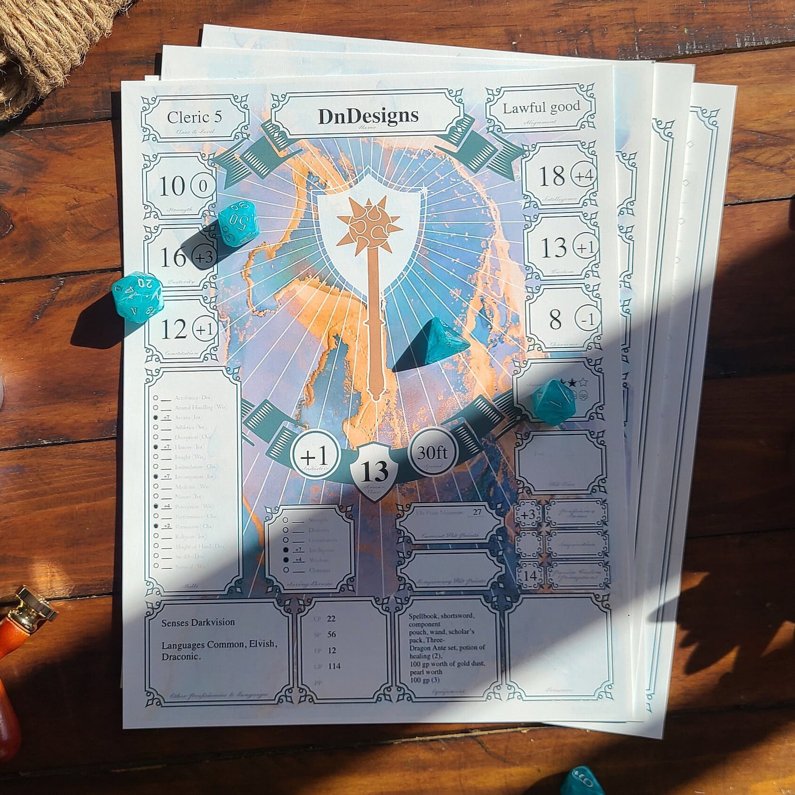 Dnd 5E - Cleric Character Sheet - Fillable Pdf - LTR Size - Etsy