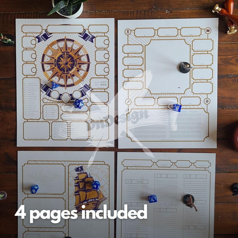 Dnd 5E - Pirate - Character Sheet - Fillable Pdf - LTR Size - Etsy