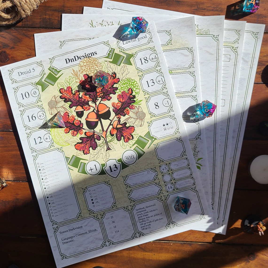 Dnd 5E Druid Character Sheet Fillable Pdf LTR Size - Etsy