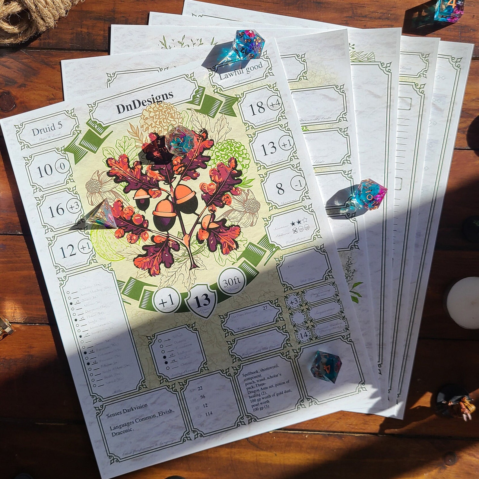 Dnd 5E Druid Character Sheet Fillable Pdf LTR Size - Etsy