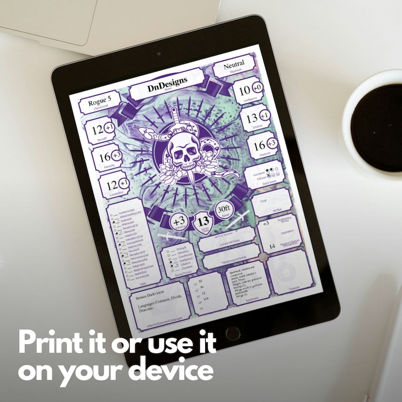 Dnd 5E - Rogue - Character Sheet - Fillable Pdf - LTR Size - Etsy