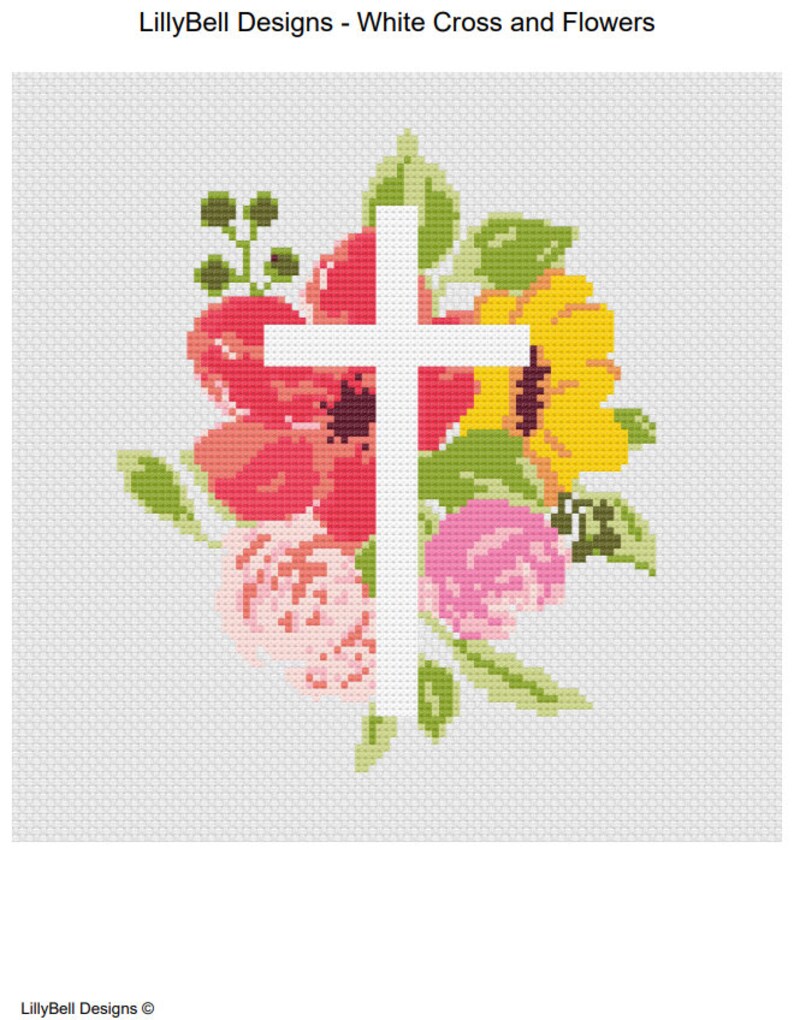 White Cross & Flowers Cross Stitch Pattern PDF - Etsy