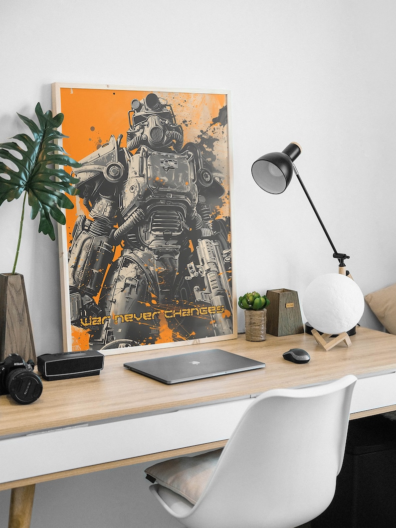 Fallout Power Armor Digital Poster High-quality Textural Paint Effect ...