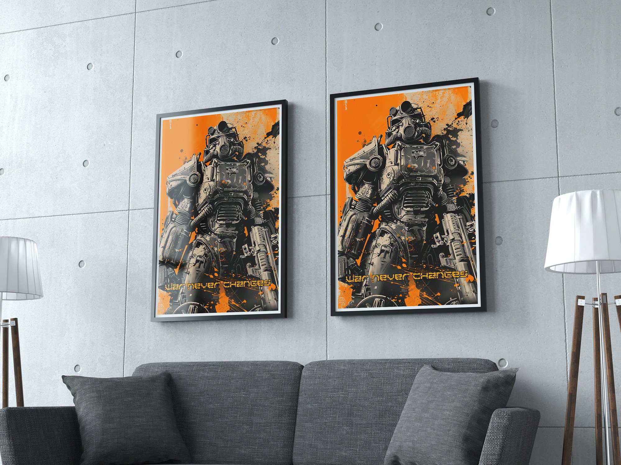 Fallout Power Armor Digital Poster - High-quality Textural Paint Effect ...