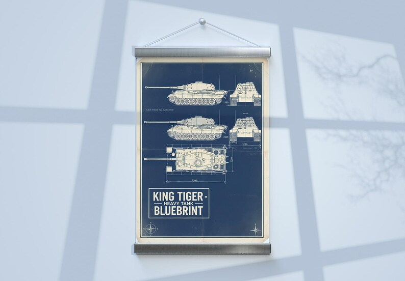 King Tiger Tank Blueprint Poster, WW2 German Heavy Tank (digital ...