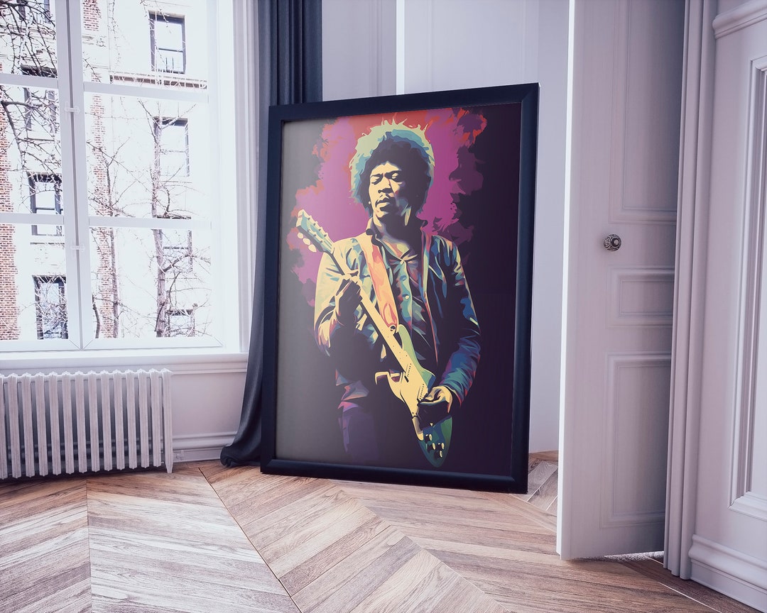 Jimi Hendrix Minimalist Digital Poster - High-quality Guitar Legend Art ...
