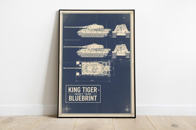 King Tiger Tank Blueprint Poster, WW2 German Heavy Tank (digital ...