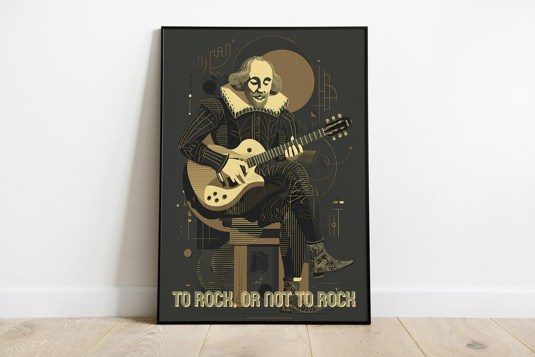 Shakespeare Guitar Art Print, Funny Rock Music Poster (digital Download ...