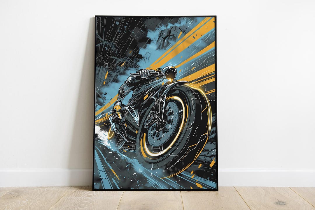 Cyberpunk Motorbike Poster: Neon Futuristic Art (digital Download) - Etsy