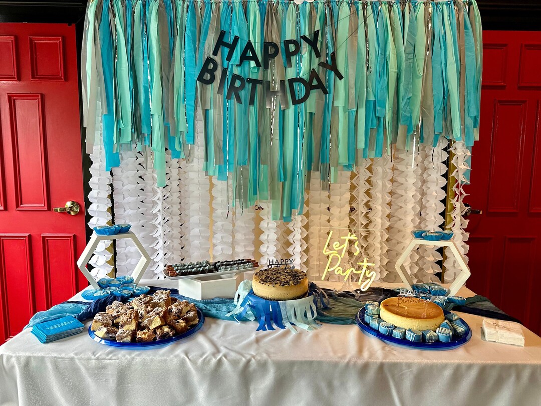 BLUE Fringe Banner/backdrop | Birthday | Party Decor | Seashore | Ocean ...