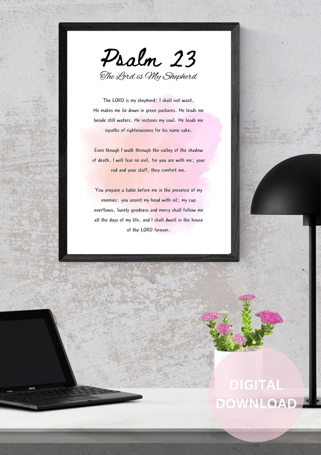 Psalm 23 the Lord is My Shepherd Digital Download, Wall Art, Bible ...